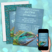 Colorful Iguana Birthday Party Invitation | Zazzle