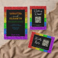 LGBT flag rainbow sparkles gay lesbian wedding Place Card | Zazzle