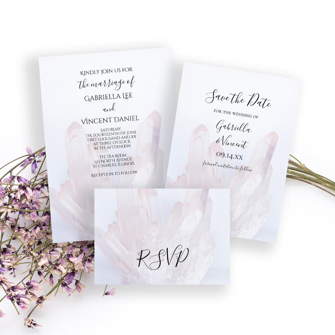 Light Lavender Purple Crystals Bridal Shower Invitation | Zazzle