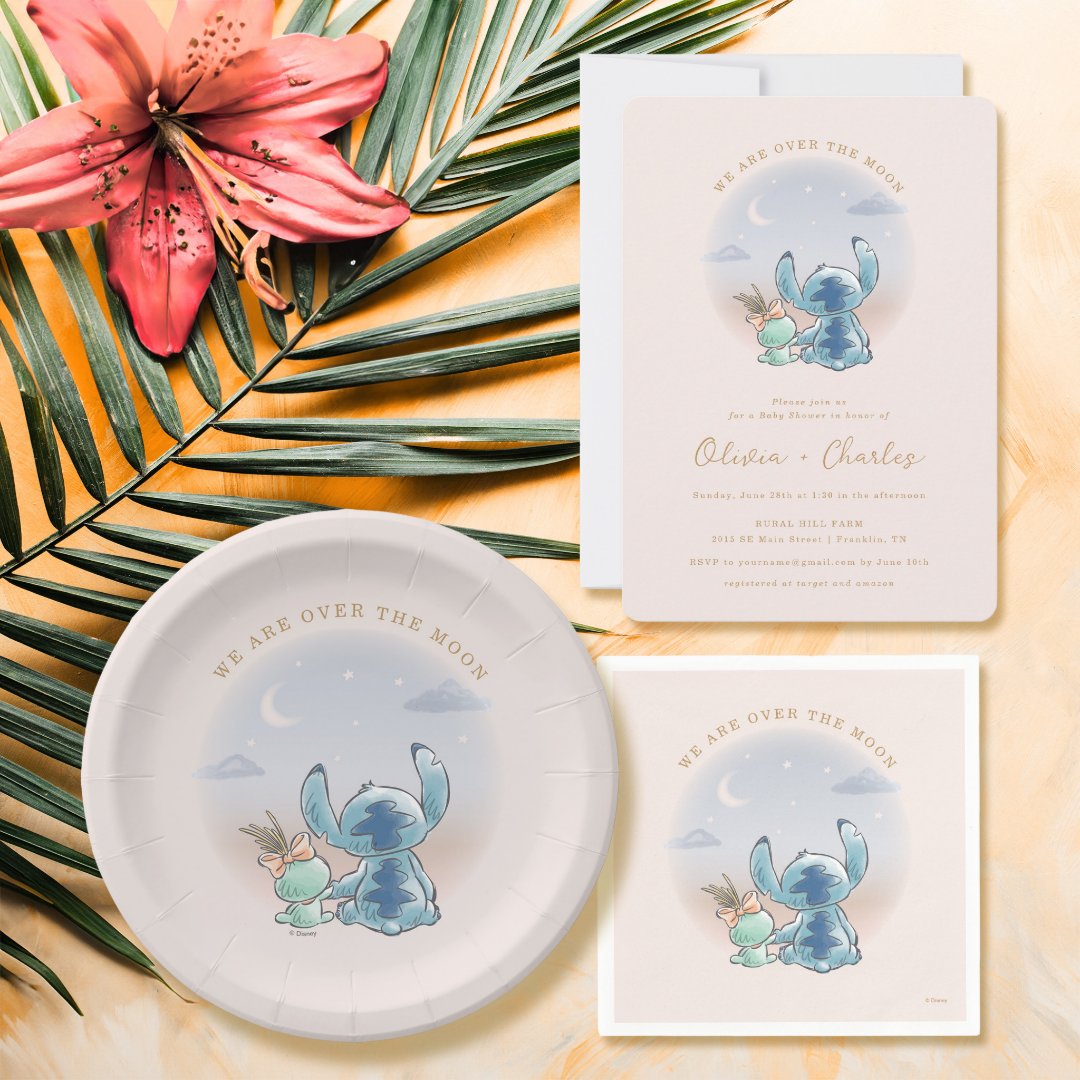 Lilo and Stitch | Over the Moon - Baby Shower Invitation | Zazzle