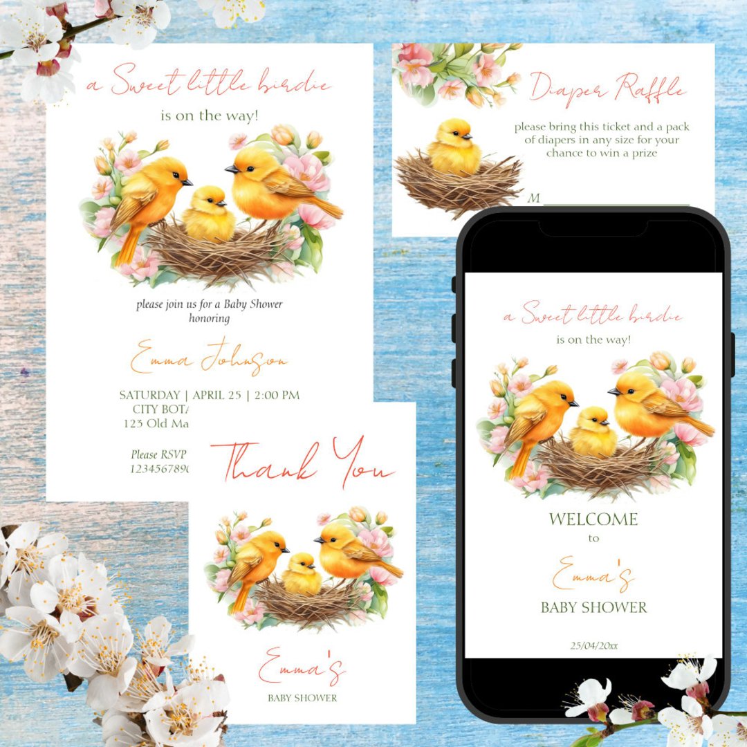 Little birdie hatching soon spring baby shower invitation | Zazzle