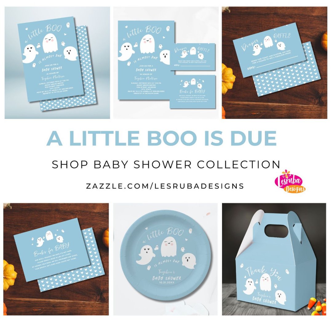 Ghost Boo Blue Boy Halloween Baby Shower Napkins | Zazzle