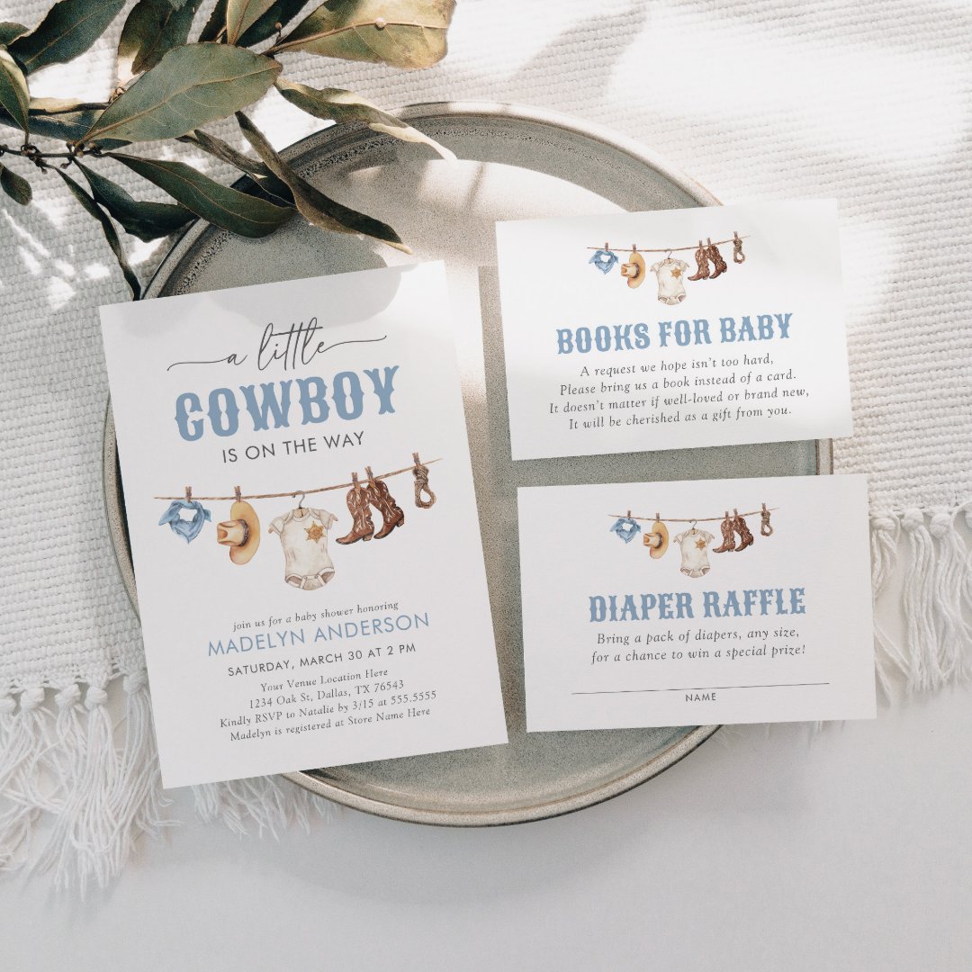 Cowboy Baby Shower Diaper Raffle Ticket Enclosure Card | Zazzle