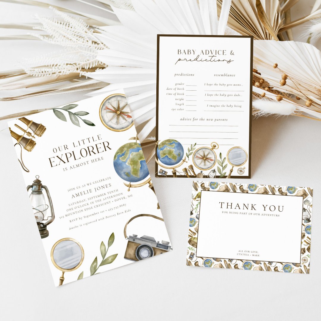Our Little Explorer | Adventure Awaits Baby Shower Invitation | Zazzle