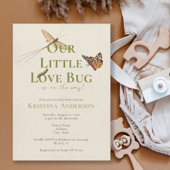 Cute Our Little Love Bug Baby Invitation | Zazzle