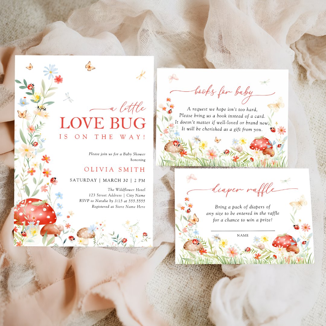 Wildflower Little Love Bug Baby Shower Invitation | Zazzle