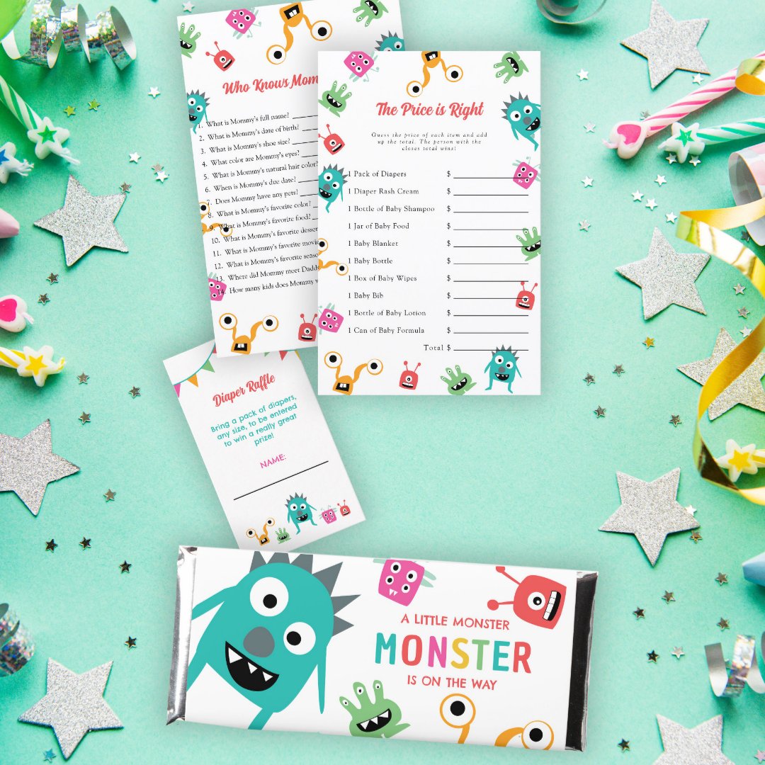 Predictions Advice Little Monster Baby Shower Game | Zazzle