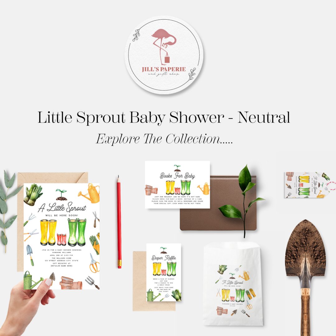 Little Sprout Red Rain Boots Gardening Invitation | Zazzle