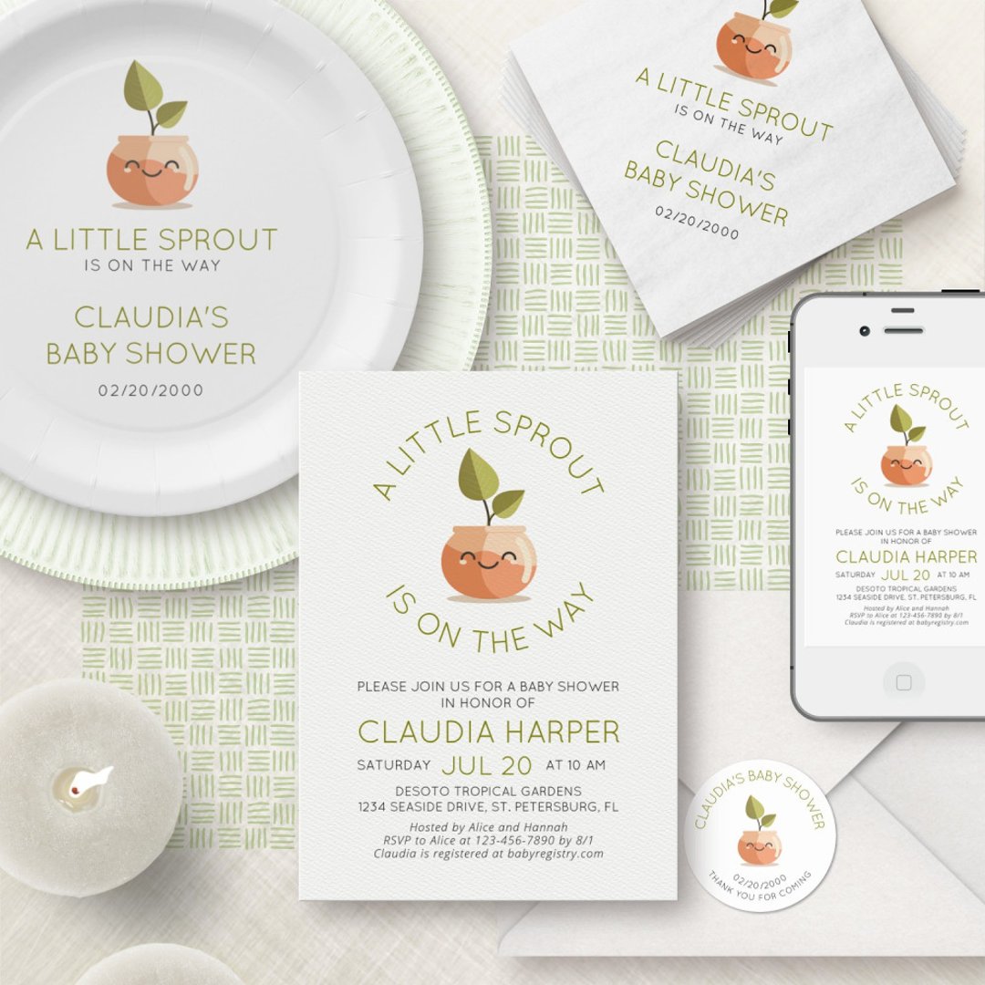 Little Sprout Baby Shower Invitation | Zazzle