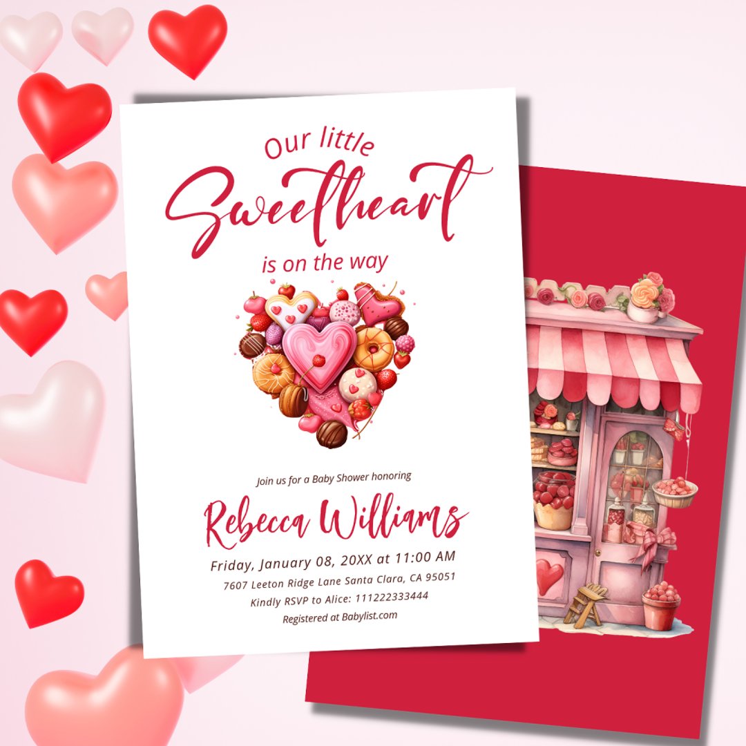 A Little Sweetheart Red Sweet Heart Baby Shower Invitation | Zazzle