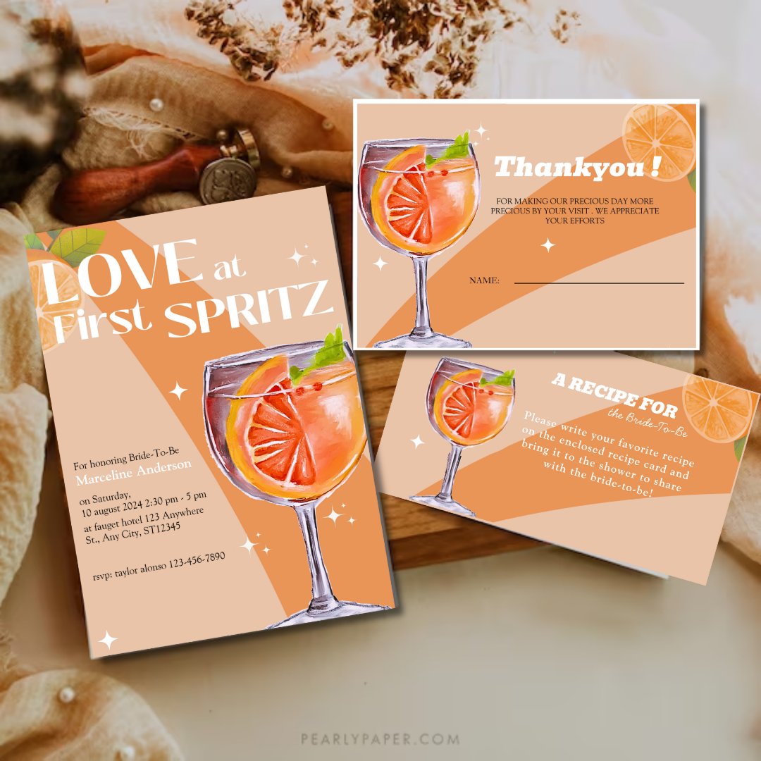 Aperol Spritz Floral Bridal Shower Thank You Card | Zazzle