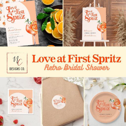 Modern Love at First Spritz Retro Bridal Shower Foam Board | Zazzle