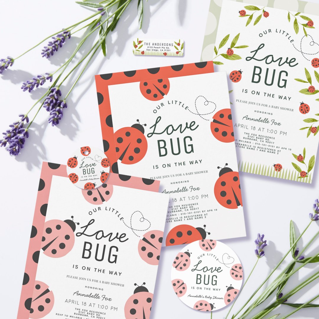 Little Love Bug Ladybug Baby Shower Invitation | Zazzle