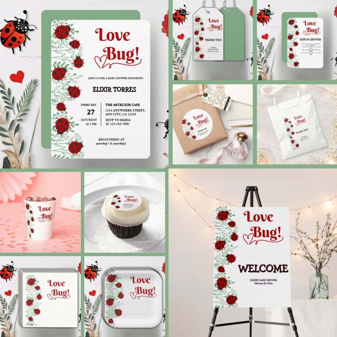 Love Bug Minimalist Baby Shower Invitation | Zazzle