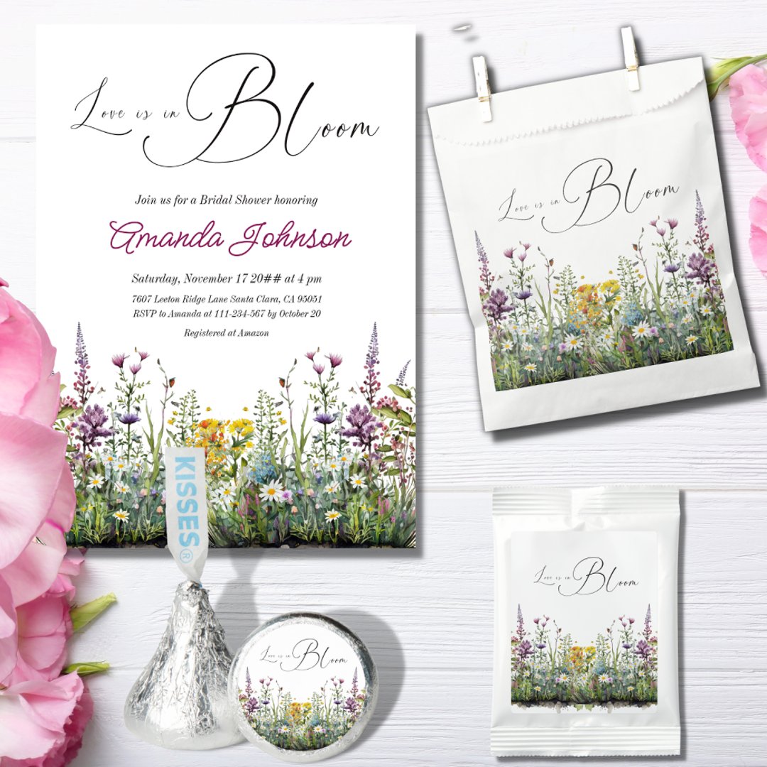 Love is in Bloom Wildflower Floral Bridal Shower Paper Plates | Zazzle