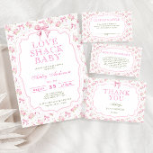 Pink Bow Love Shack Girl Baby Shower Invitation | Zazzle