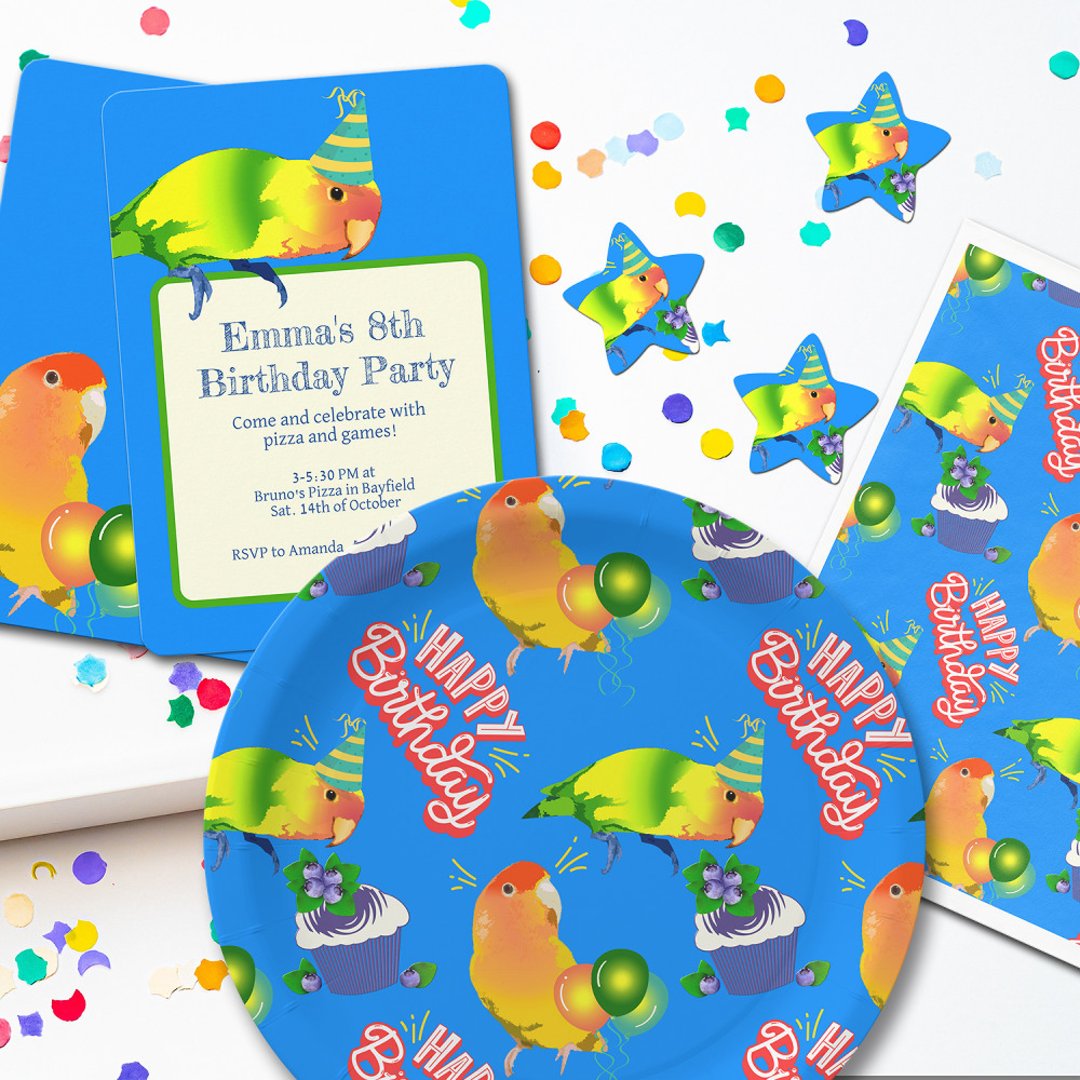 Colorful Birthday Lovebird Parrot Bird Theme Party Party Hat | Zazzle