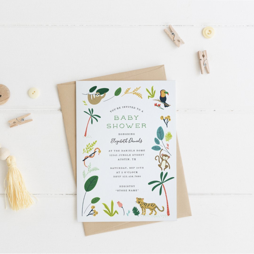 Lush Jungle Baby Shower Gift Tags | Zazzle