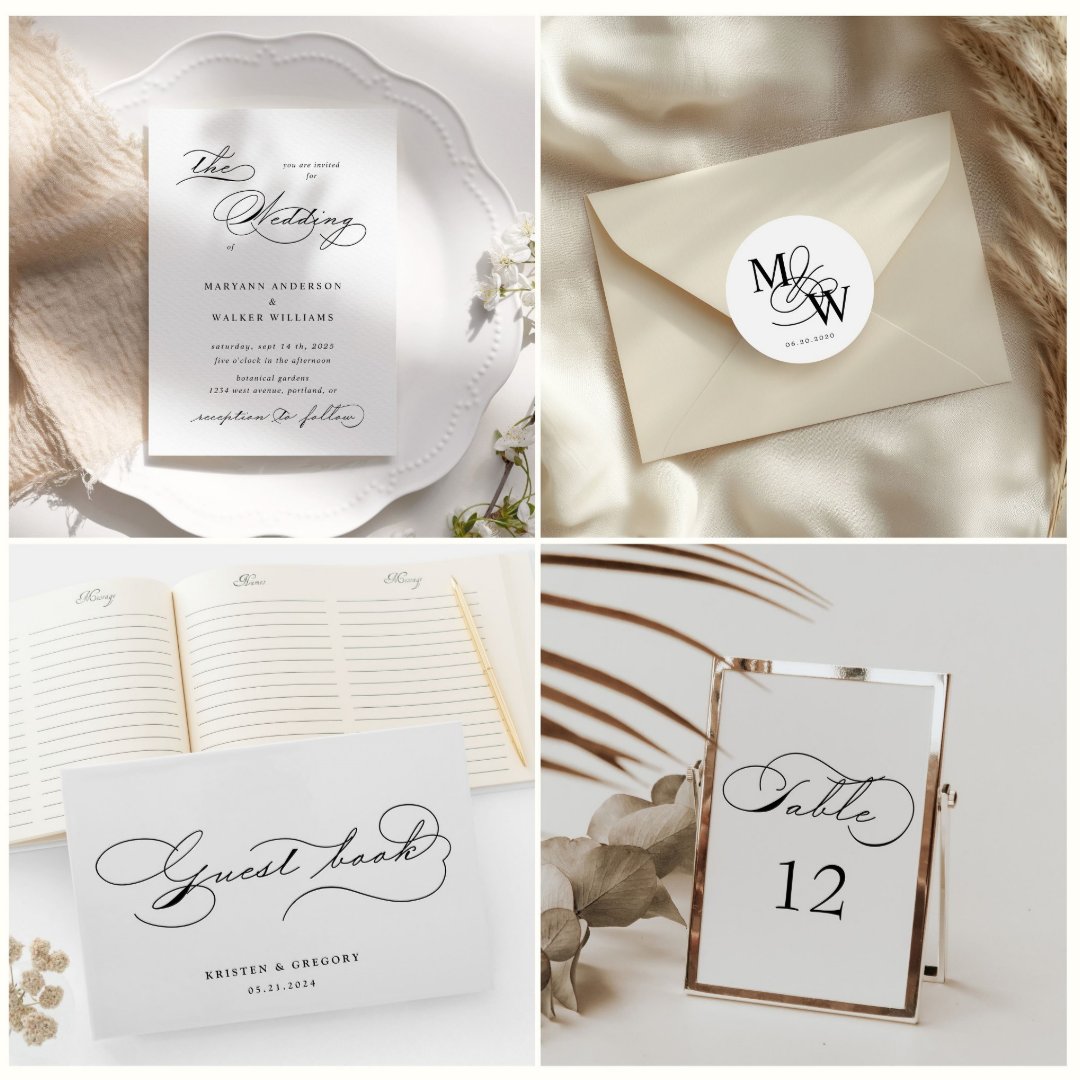 Luxurious Typography Budget Wedding Invitation | Zazzle