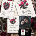 QR Macabre Crimson Rose Candle Invitation | Zazzle