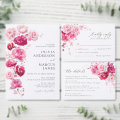 Boho Magenta Hot Pink Arch Floral Elegant Wedding Invitation | Zazzle