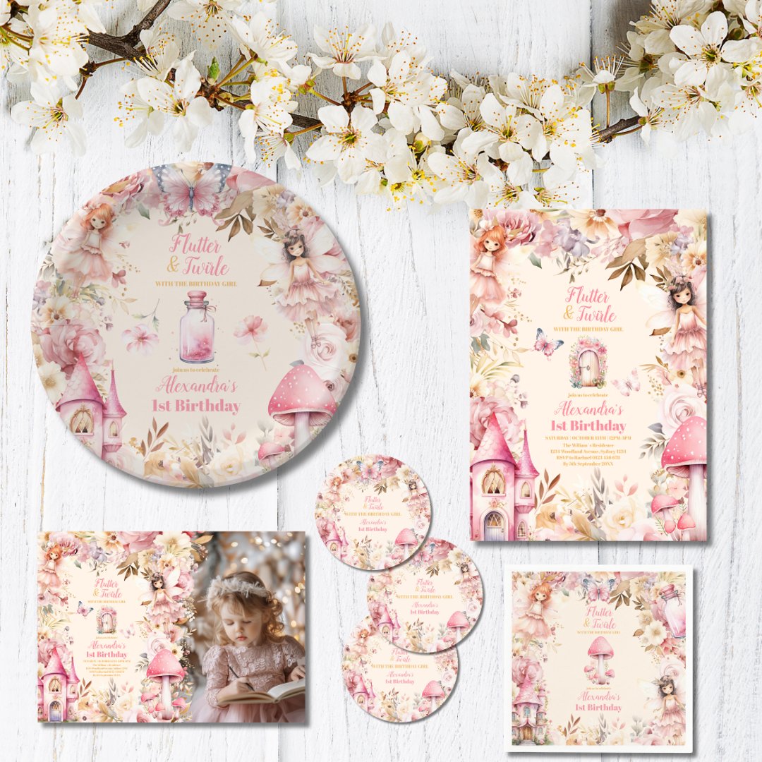 Magical Fairy Floral Garden Pixie 1st Birthday Banner | Zazzle