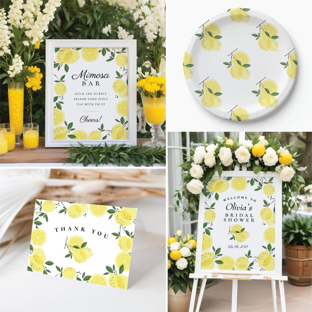 Lemon Yellow Citrus Bridal Shower Welcome Sign | Zazzle