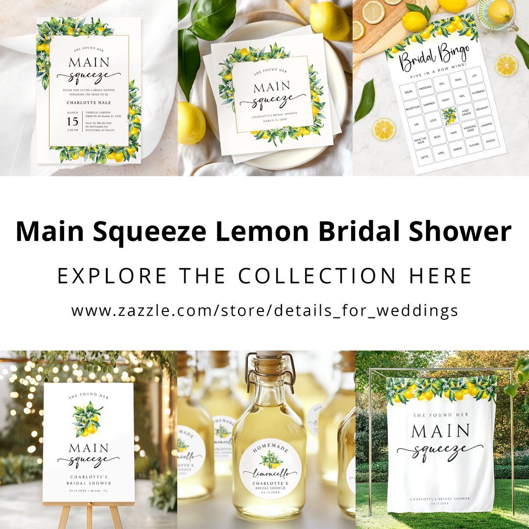 She Found Her Main Squeeze Yellow Bridal Shower Invitation | Zazzle