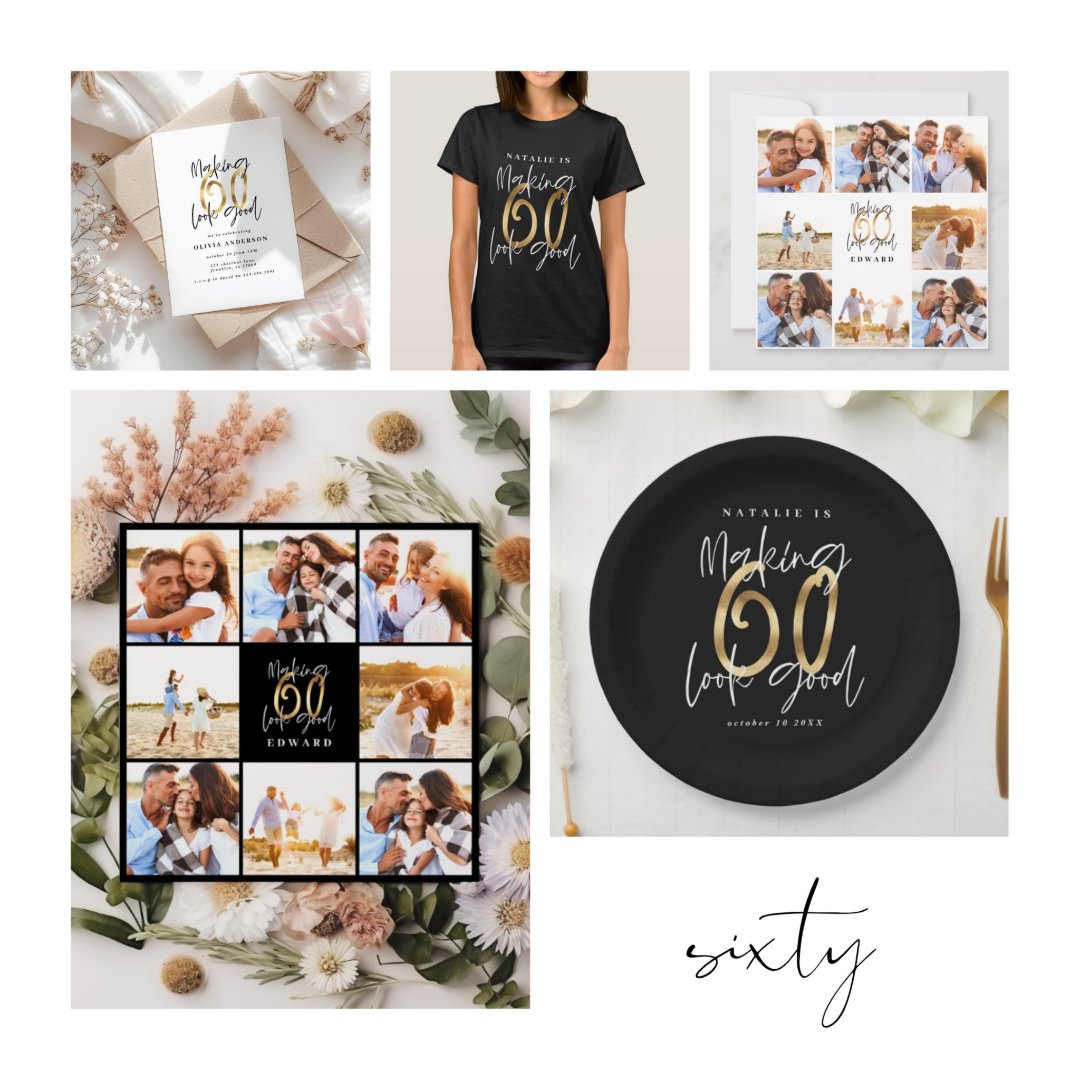 Making 60 look good gold birthday invitation | Zazzle