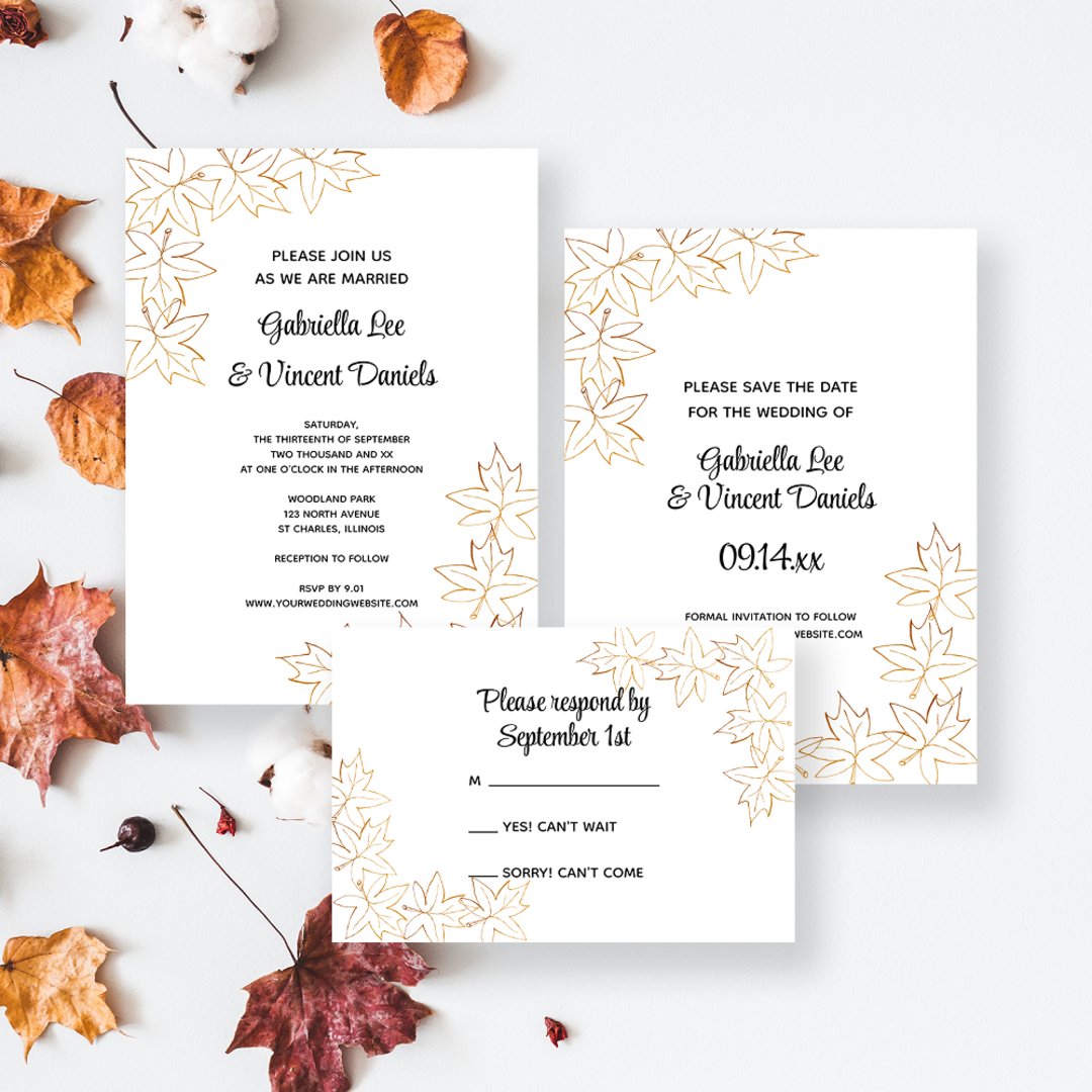 Maple Leaf Edge Fall Wedding Invitation | Zazzle