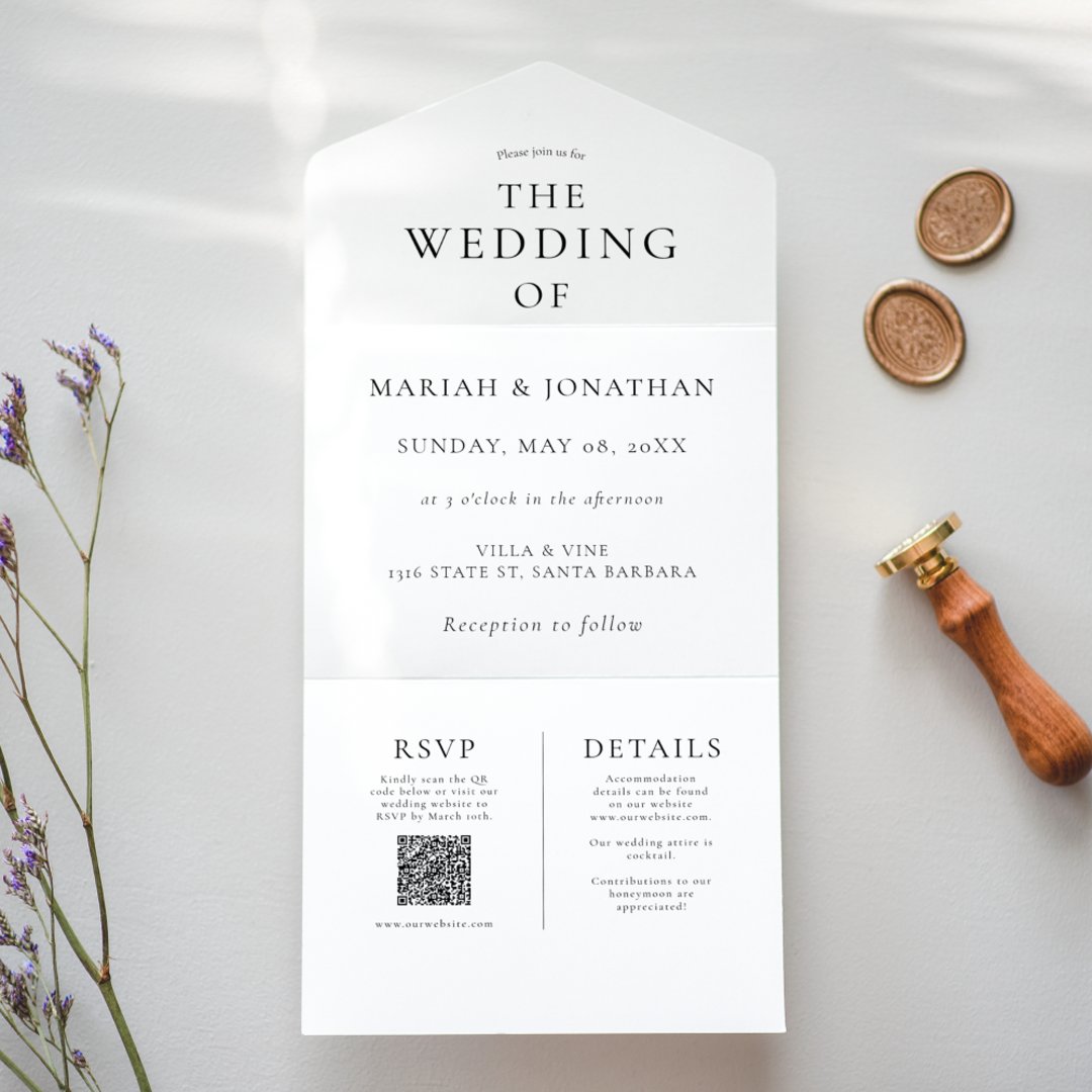 Elegant Modern Classic Minimalist Wedding Invitation | Zazzle