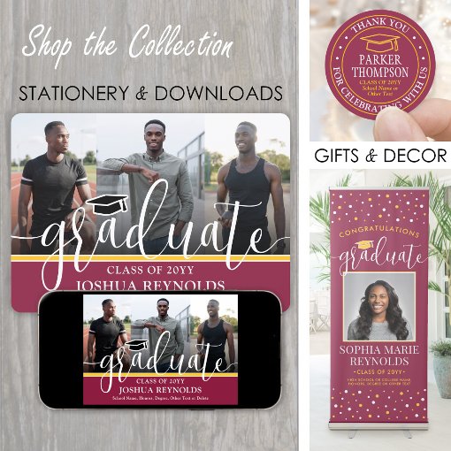 Congratulations Maroon Gold Red Yellow Graduation Napkins | Zazzle