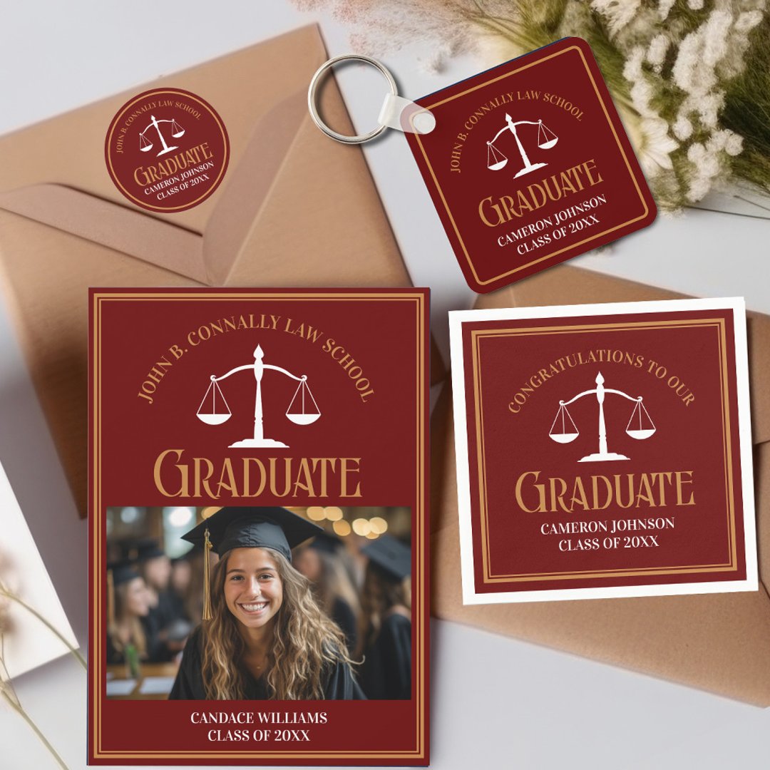 Maroon Gold Law School Graduation Party Cake Topper | Zazzle