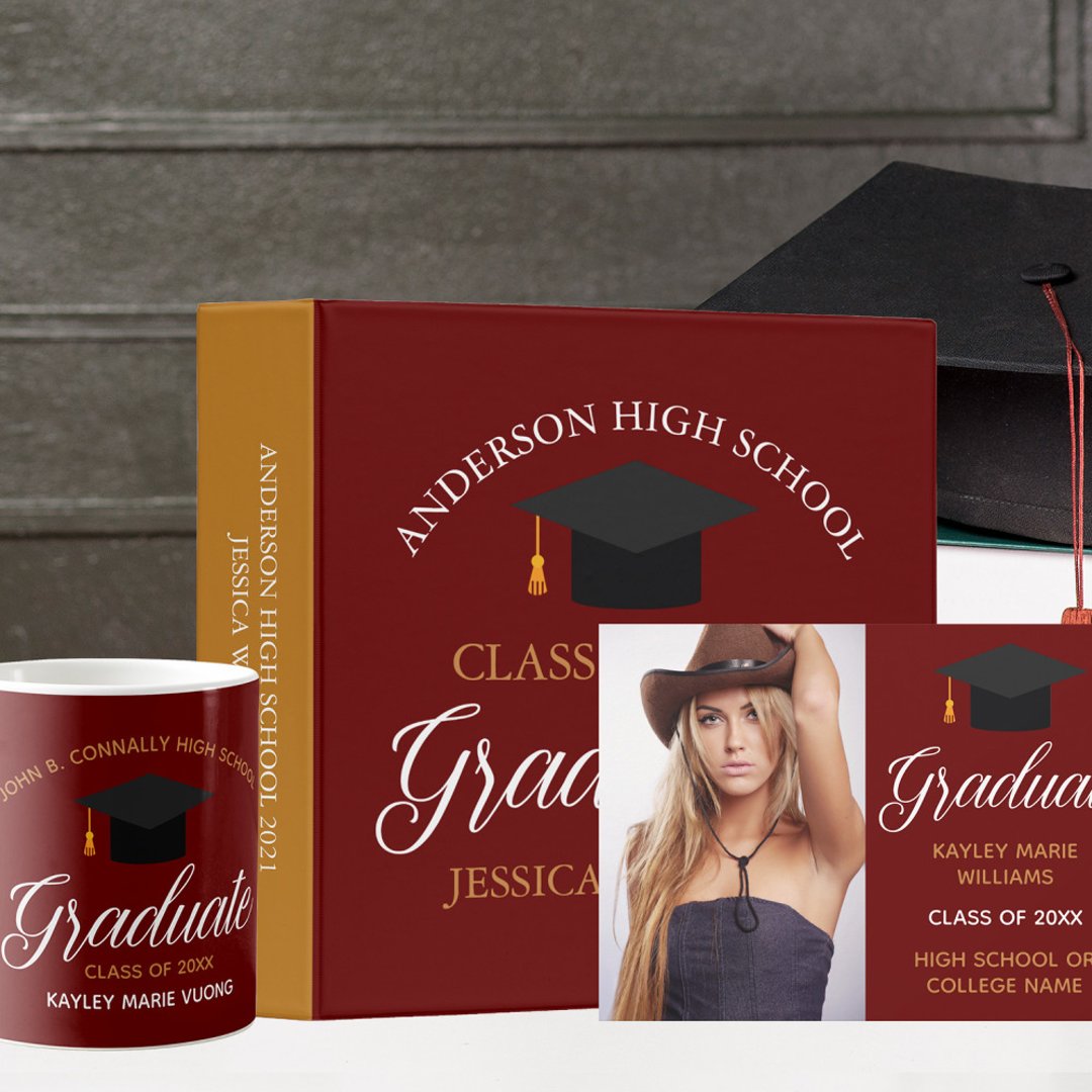 Maroon Graduation Photo Custom Vertical Party Retractable Banner | Zazzle