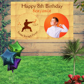 Modern Cute Boy Karate Silhouette Kids Birthday Thank You Card | Zazzle