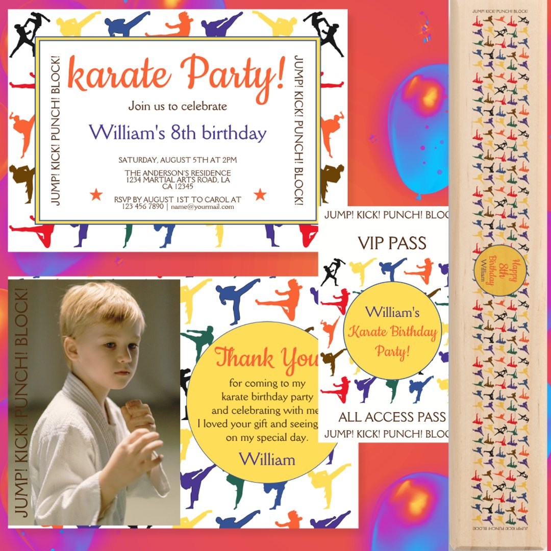 Martial Arts Karate Modern Party Happy Birthday Cake Topper | Zazzle
