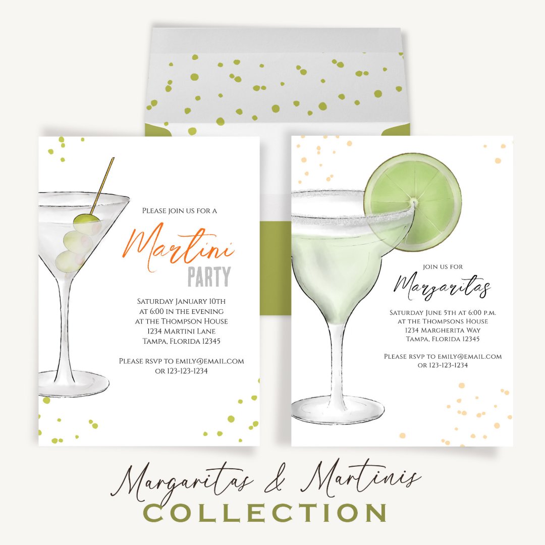Watercolor Cute Martini Party Whimsical QR Code Postcard | Zazzle