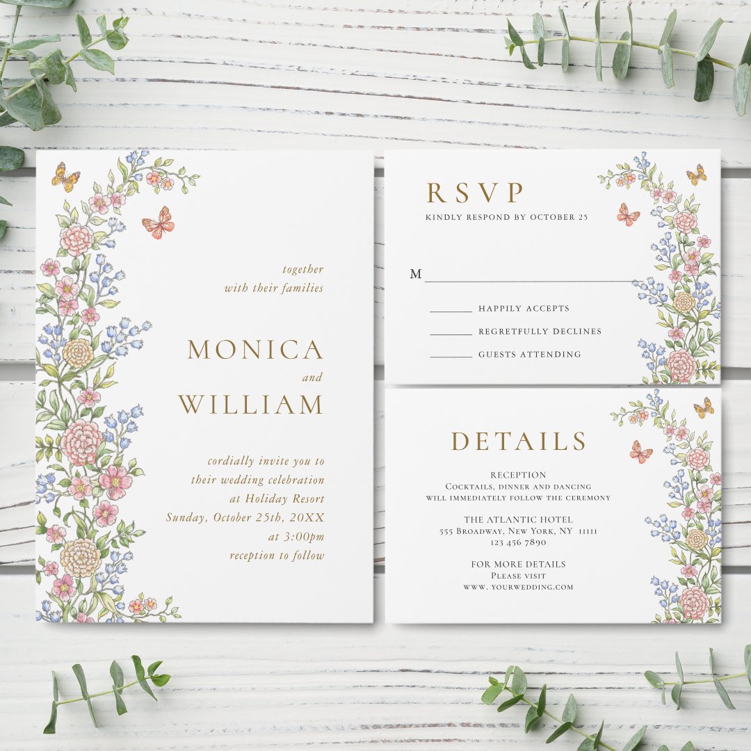 Ornate Grace Pastel Blush Floral Wedding Photo Invitation | Zazzle