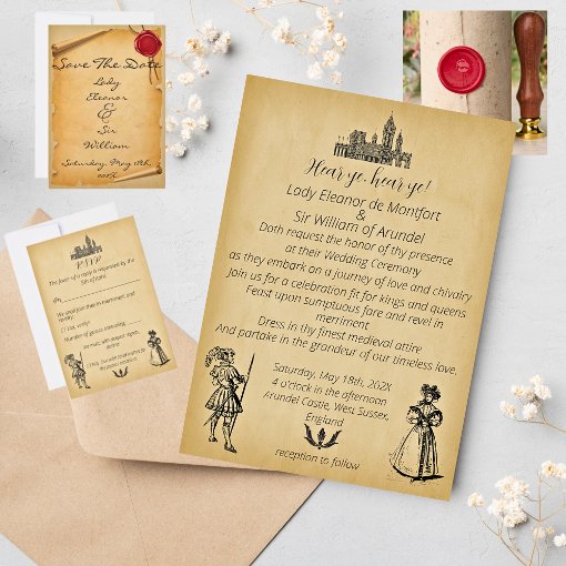 Medieval Renaissance Faux Parchment Wedding RSVP Card | Zazzle