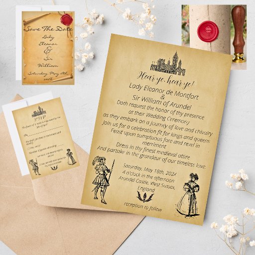 Medieval Renaissance Faux Parchment Wedding Invitation | Zazzle