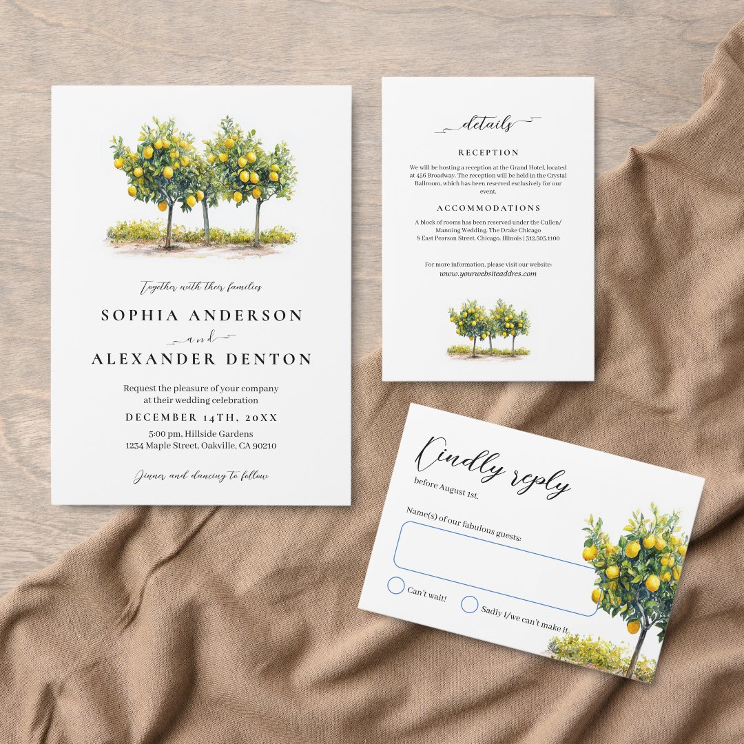 Italian Lemon Tree Watercolor Wedding Welcome Foam Board | Zazzle