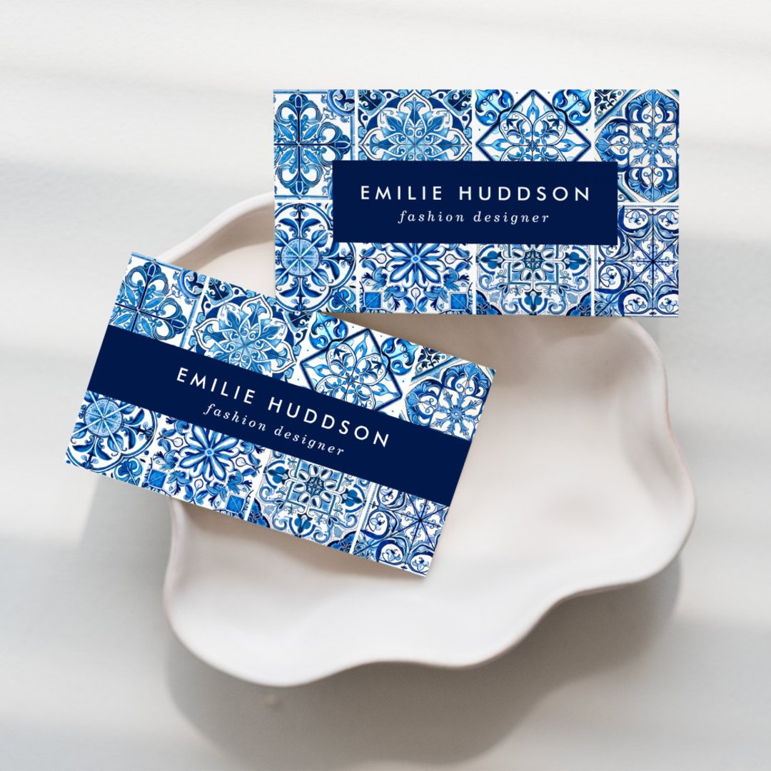 Mediterranean Tiles, Portugese, Azulejo, Majolica Business Card | Zazzle