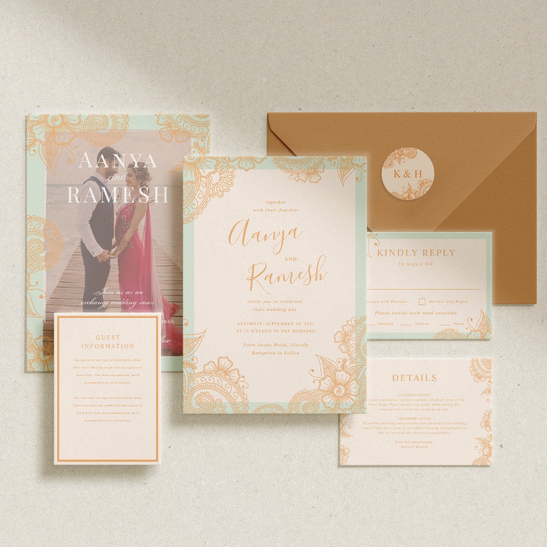 Mehndi Photo Wedding Invitation | Zazzle