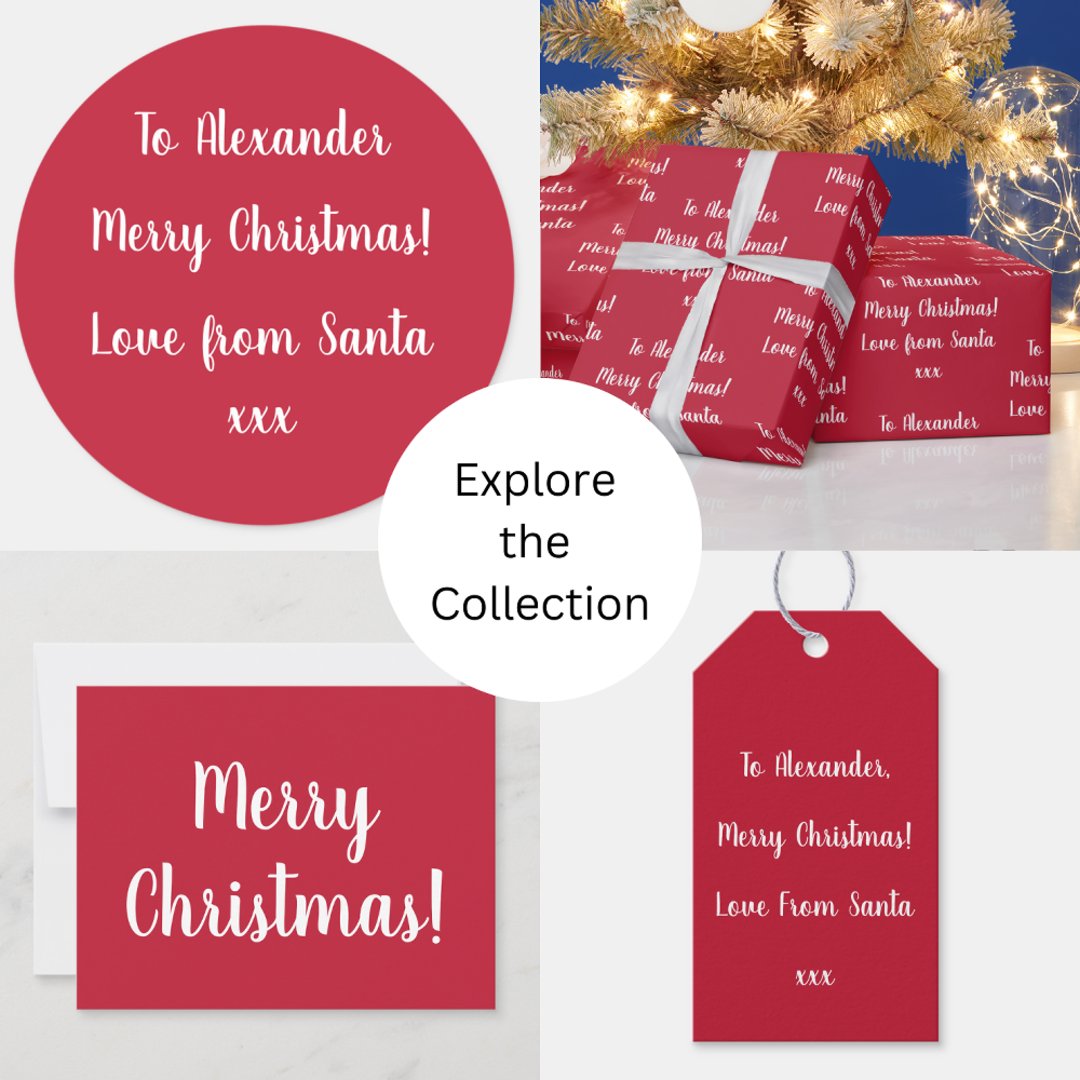 Christmas Love From Santa Personalized Red Satin Ribbon | Zazzle
