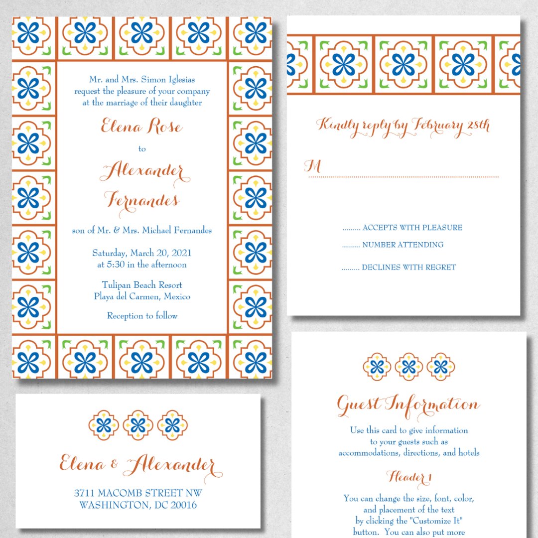 Talavera Spanish Tile Wedding Invitation | Zazzle
