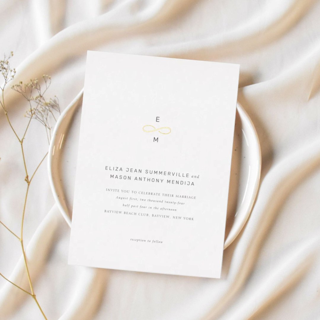 Grey Infinity Symbol Minimally Chic Invitation Postcard | Zazzle