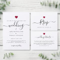 Modern Minimal Calligraphy Red Heart Wedding Invitation | Zazzle