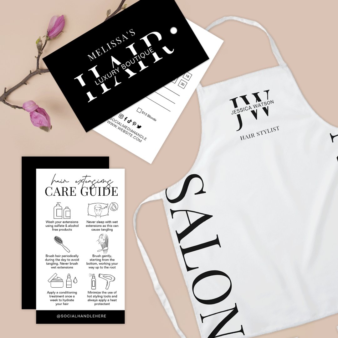 Minimalist Hair Extensions Instructions Salon Logo Business Card | Zazzle