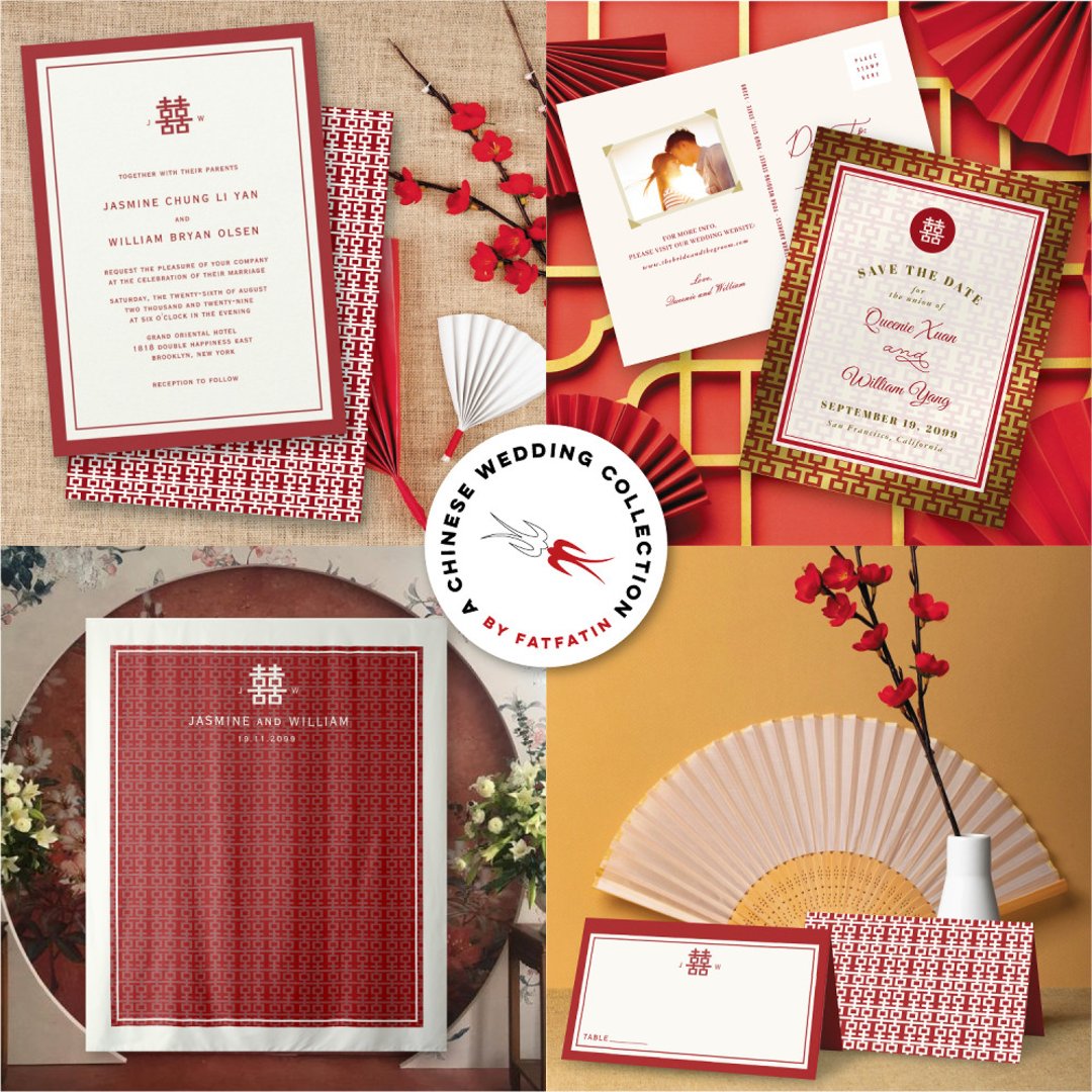Modern Minimalist Double Happiness Chinese Wedding Invitation | Zazzle