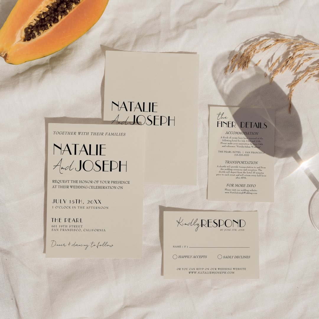 Modern French Funky Retro Whimsical Wedding Menu | Zazzle
